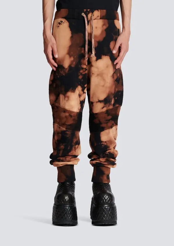 Balmain Cotton Jogging Bottoms With Burnt Print - Black