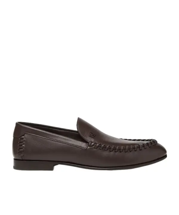 Fendi Braided Ff Slip-on Loafers - Dark Brown