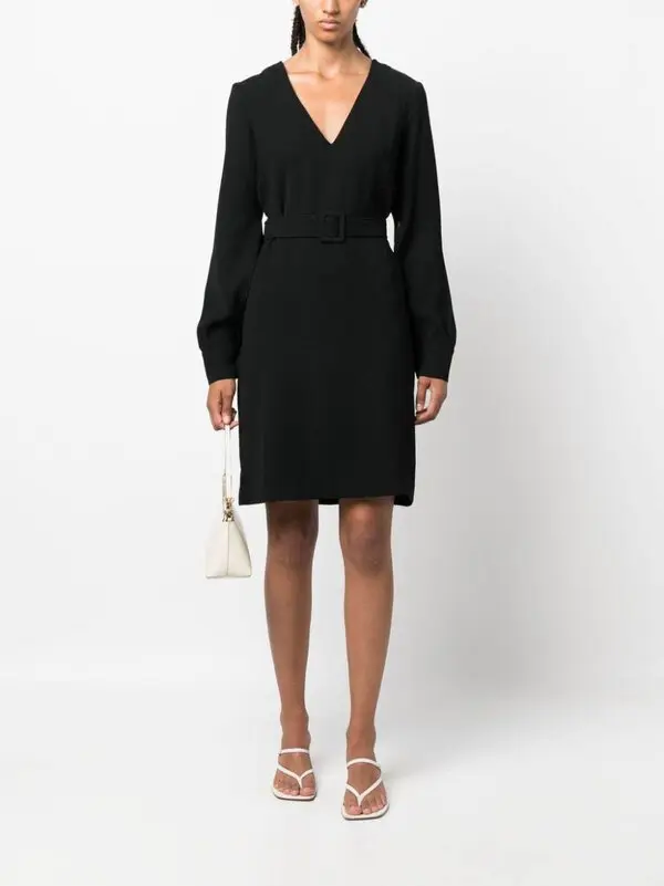 P.a.r.o.s.h Belted V-neck Long Sleeve Minidress