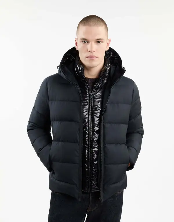 FAY Double-sided Down Jacket With Hood And Stand Collar - Blue