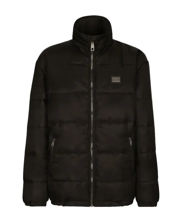 Dolce & Gabbana High Neck Padded Zip-up Jacket - Black