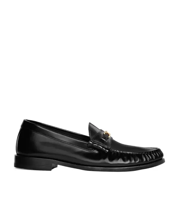 Celine Triomphe Loafers In Polished Bull - Black