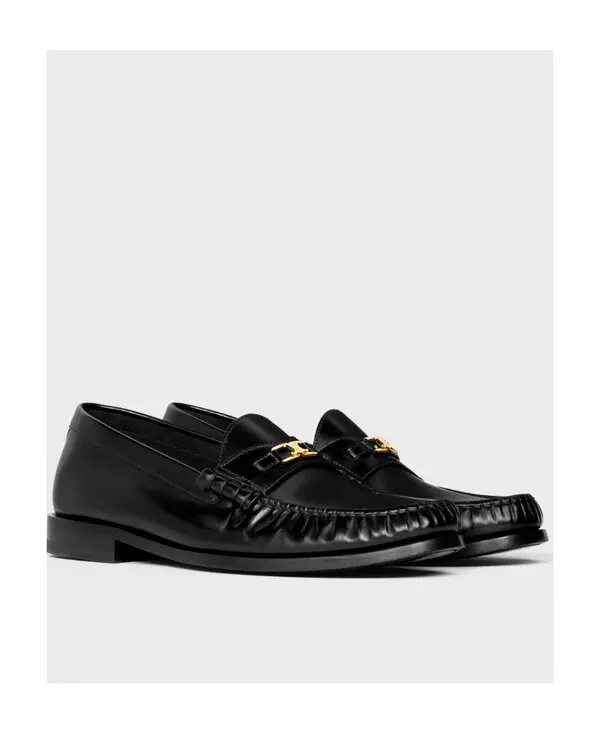 Celine Triomphe Loafers In Polished Bull - Black