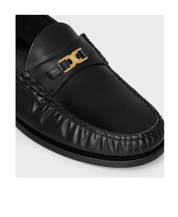 Celine Triomphe Loafers In Polished Bull - Black