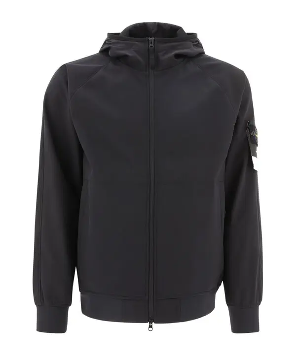 Stone Island Zip-up Hooded Jacket - Black