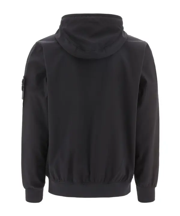 Stone Island Zip-up Hooded Jacket - Black