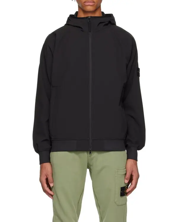 Stone Island Zip-up Hooded Jacket - Black
