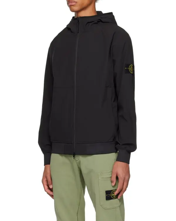 Stone Island Zip-up Hooded Jacket - Black