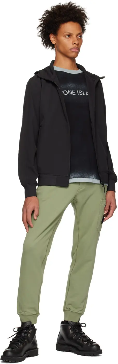 Stone Island Zip-up Hooded Jacket - Black