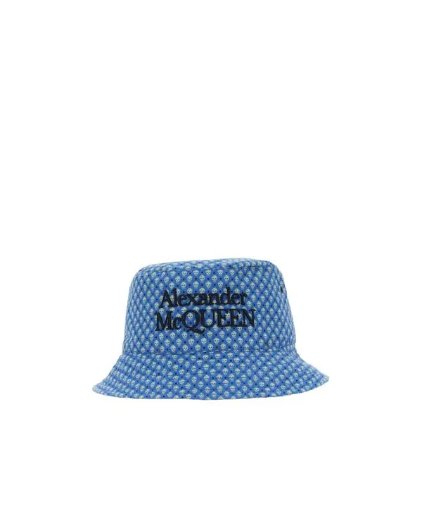 Alexander McQueen Skull Embroidered Bucket Hat - Blue
