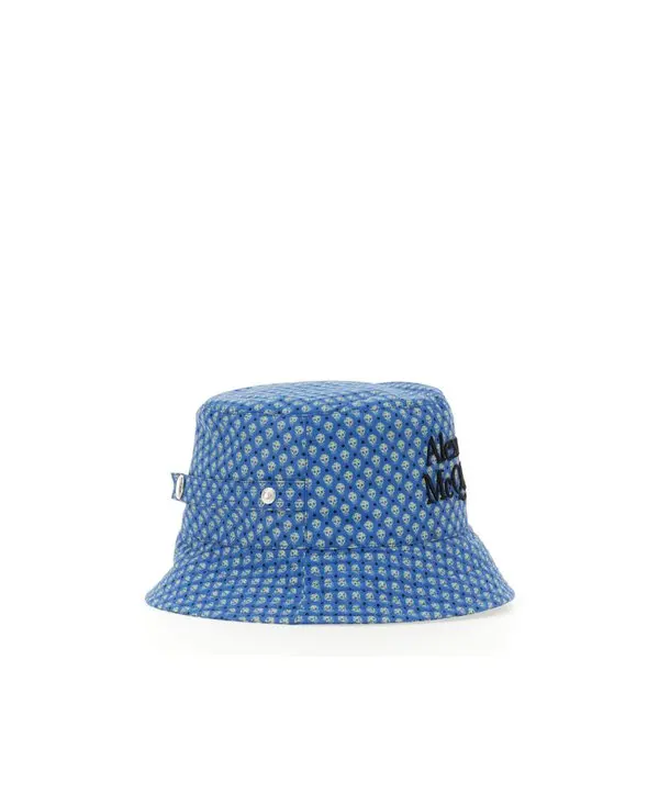 Alexander McQueen Skull Embroidered Bucket Hat - Blue