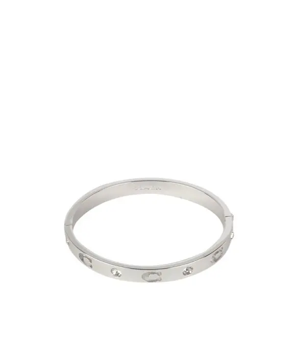 COACH Hinged Bracelet With Engraved Logo And Cut-out Details - White