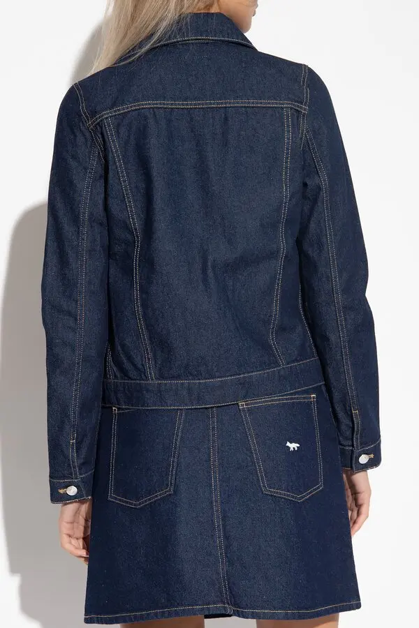 Maison Kitsuné Logo Embroidered Denim Jacket