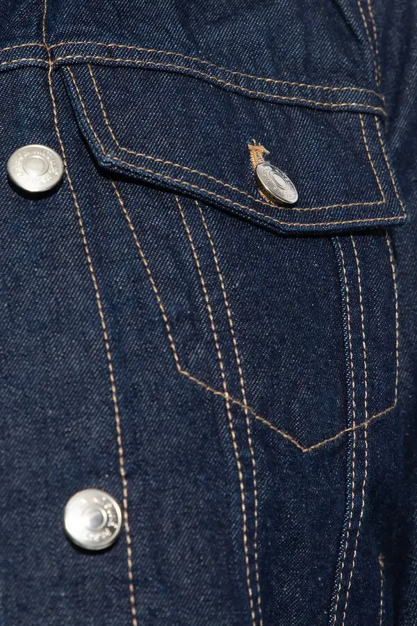 Maison Kitsuné Logo Embroidered Denim Jacket