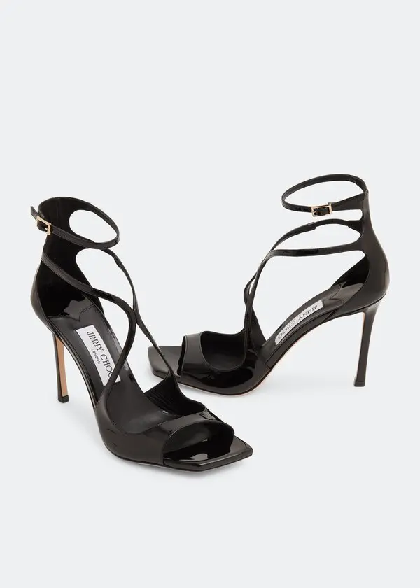 JIMMY CHOO Azia 95 Ankle Strap Sandals - Black