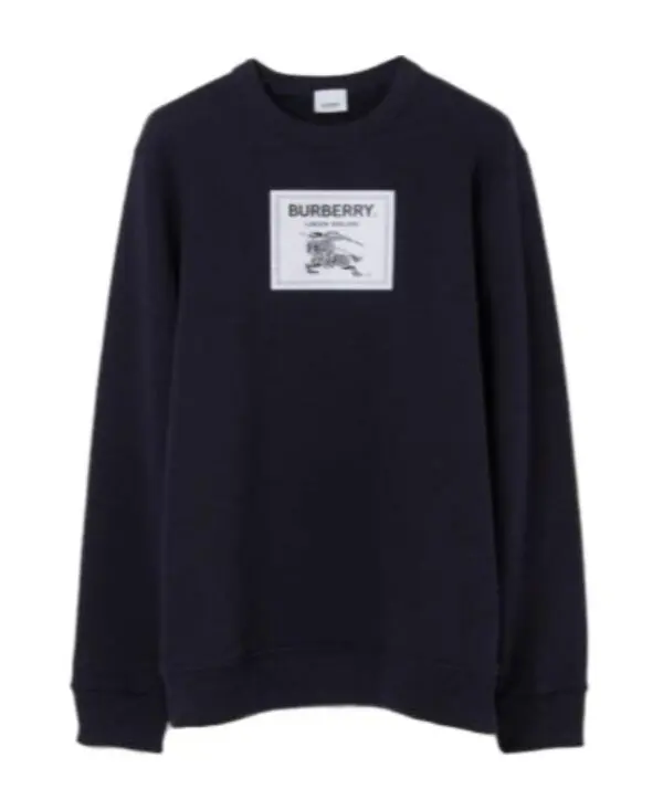 Burberry Crewneck Logo Patch Sweatshirt - Black