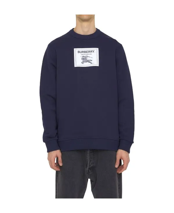 Burberry Crewneck Logo Patch Sweatshirt - Black