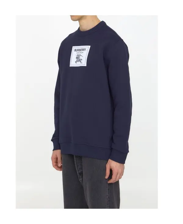 Burberry Crewneck Logo Patch Sweatshirt - Black