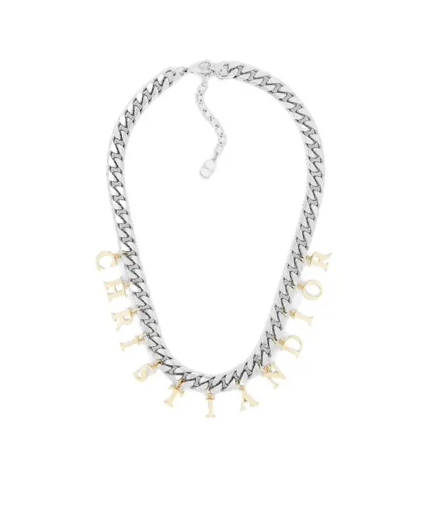 Dior Letter Pendant Chain Necklace - White