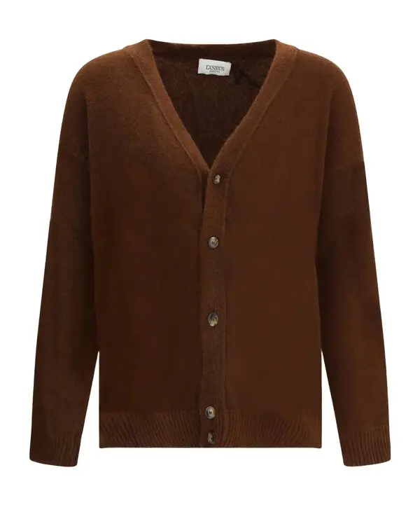 LANEUS Knitted V-neck Cardigan - Brown