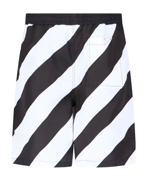 Off-White Diag Surfer Logo Printed Swim Shorts