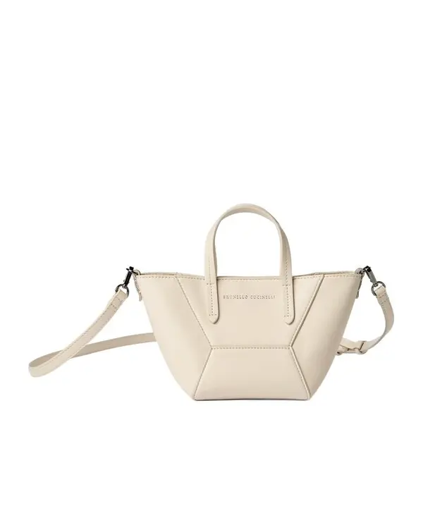 Brunello Cucinelli Micro Top Handle Tote Bag - Ivory
