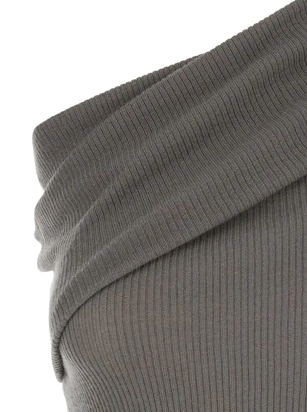 Rick Owens Sleeveless Asymmetric Ribbed Knit Maxi Dress - Grey