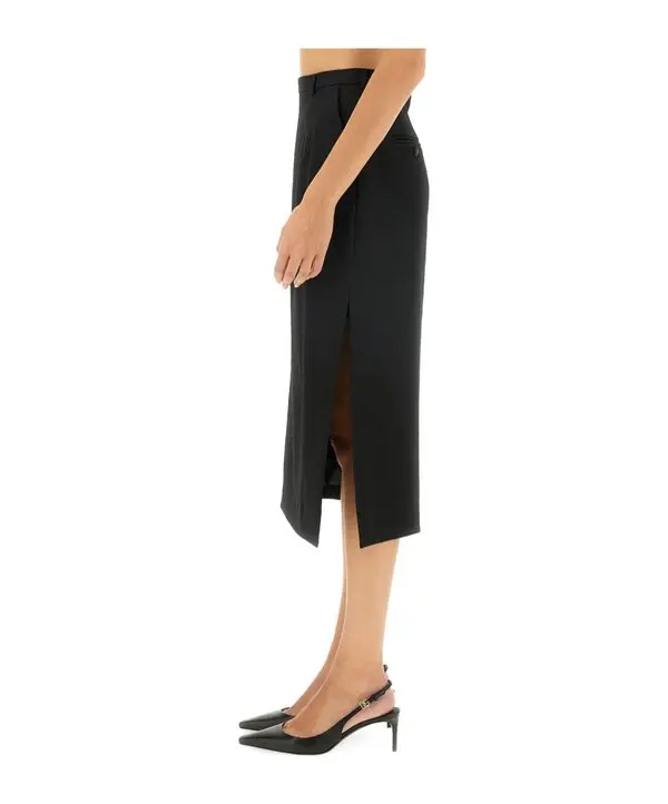 Dolce & Gabbana High Waist Gabardine Midi Skirt