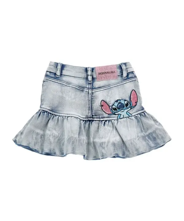 Monnalisa Embellished Stitch Print Mini Skirt