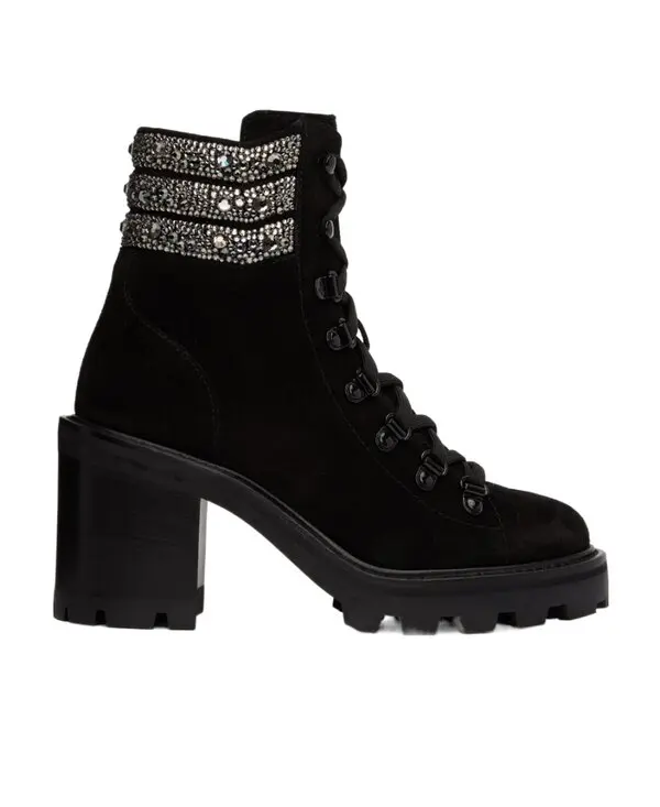JIMMY CHOO Suede Embellished Ankle Boots