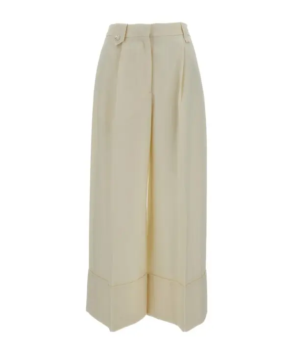 Simone Rocha Wide-leg Cropped Trousers With Pearl Detailing - Nude