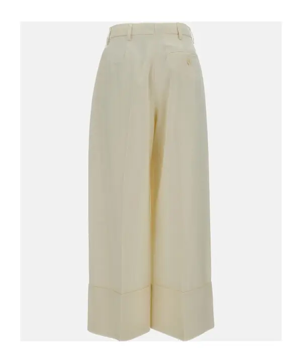 Simone Rocha Wide-leg Cropped Trousers With Pearl Detailing - Nude