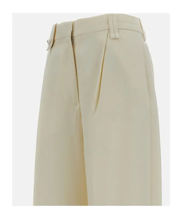 Simone Rocha Wide-leg Cropped Trousers With Pearl Detailing - Nude