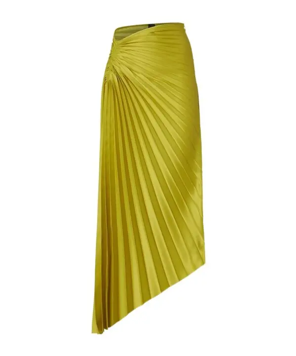Pinko Pleated Asymmetric Midi Skirt - Yellow
