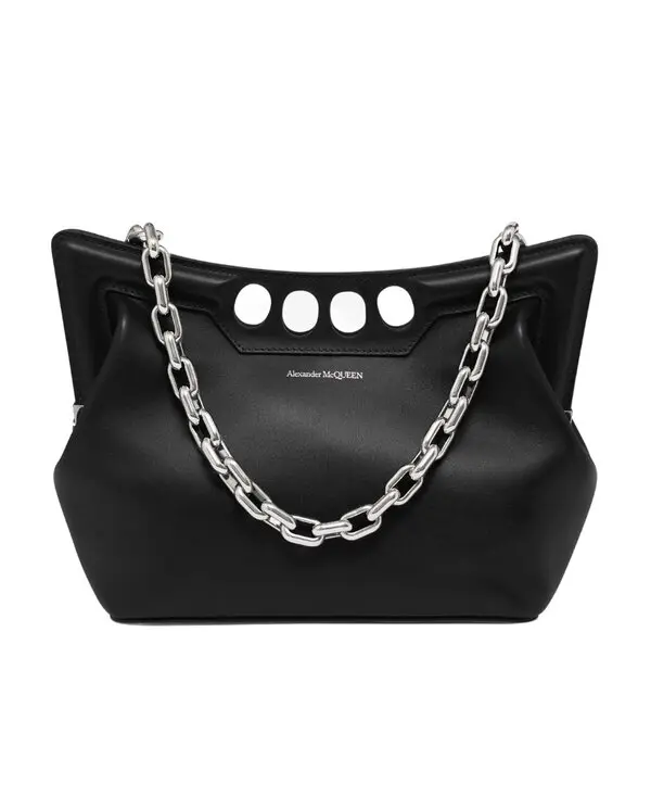 Alexander McQueen The Peak Small Curved Shoulder Bag - Black