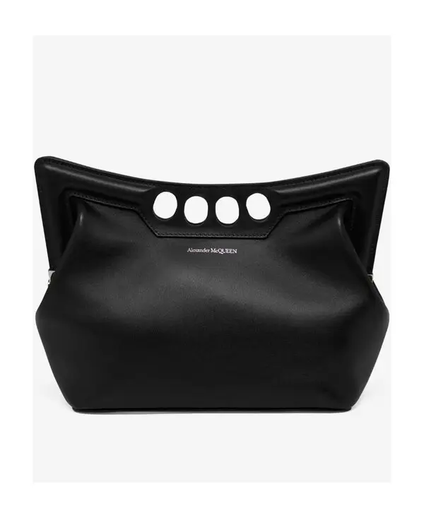 Alexander McQueen The Peak Small Curved Shoulder Bag - Black