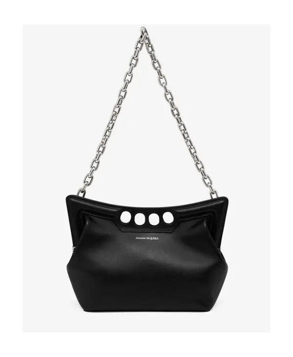 Alexander McQueen The Peak Small Curved Shoulder Bag - Black