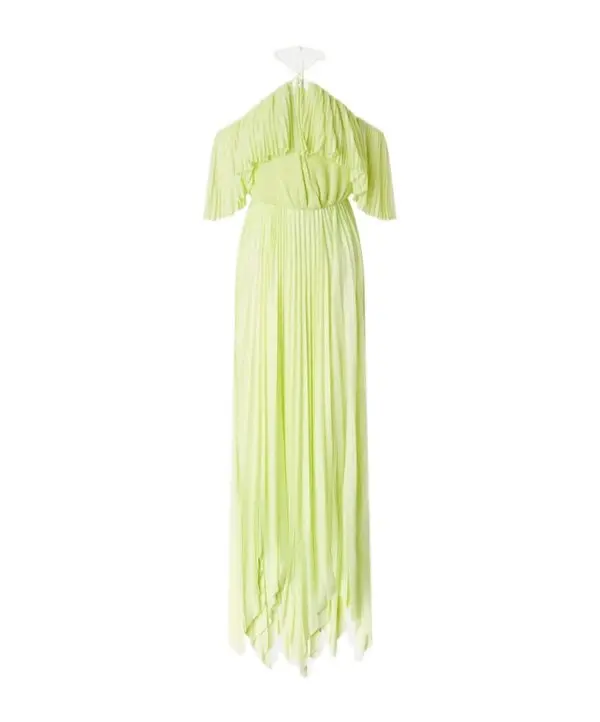 Pinko Draped Pleated Maxi Dress - Pale Green