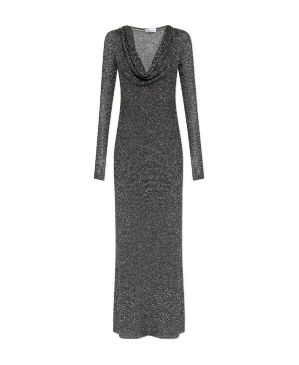 Blumarine Long-sleeve Draped Maxi Dress