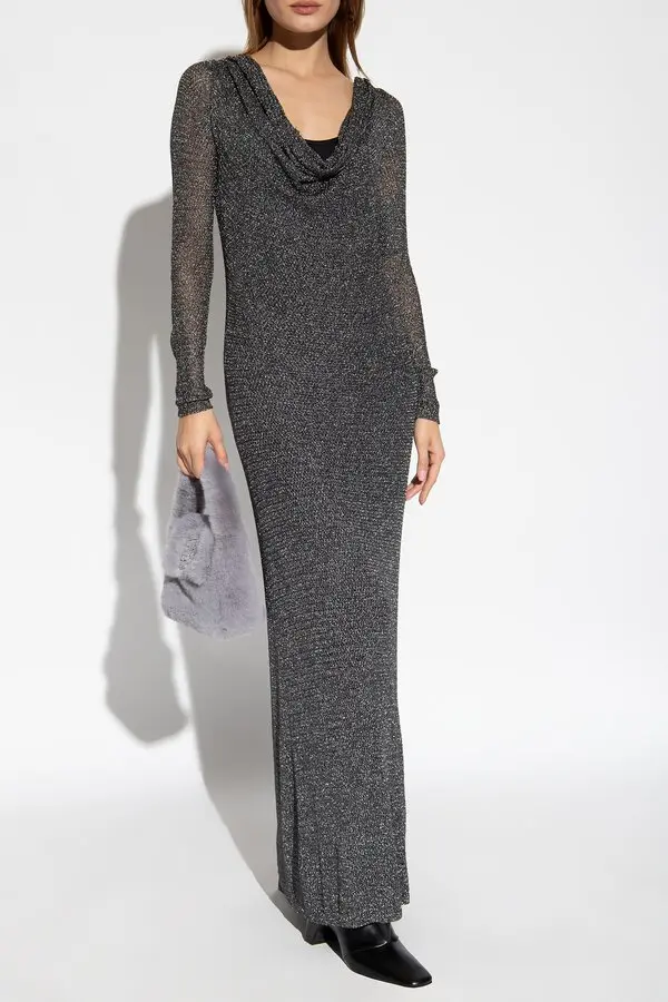Blumarine Long-sleeve Draped Maxi Dress