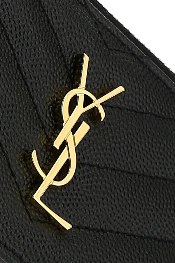 Saint Laurent Cassandre Matelassé Zipped Fragments Card Case - Black