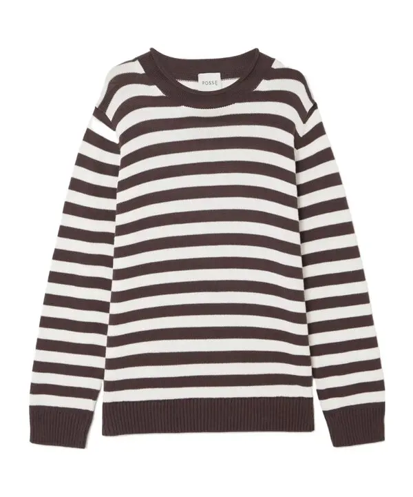 Posse Lara Striped Cotton Sweater - Brown