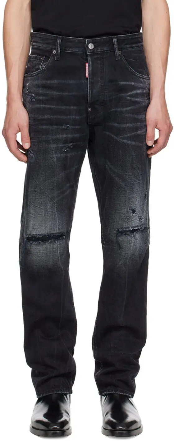 Dsquared2 Distressed Straight-leg Jeans - Black
