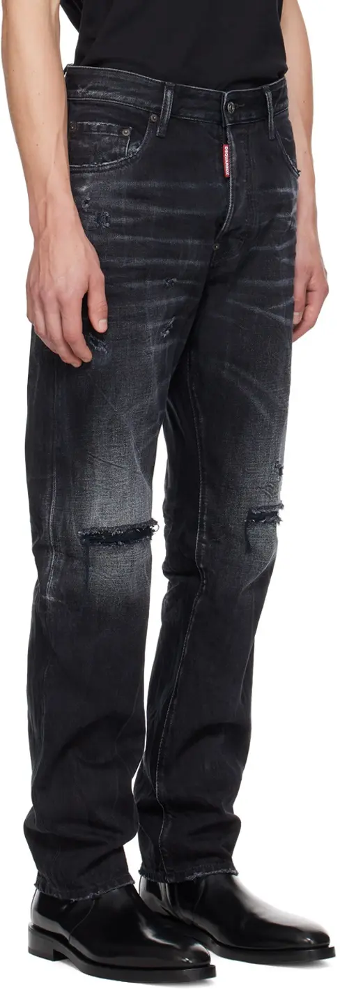 Dsquared2 Distressed Straight-leg Jeans - Black