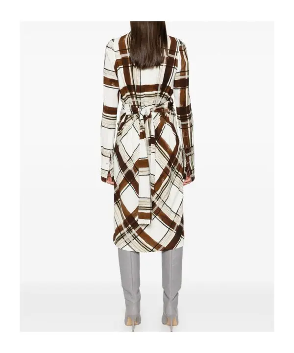 Dries Van Noten Plaid High Neck Long Sleeve Dress