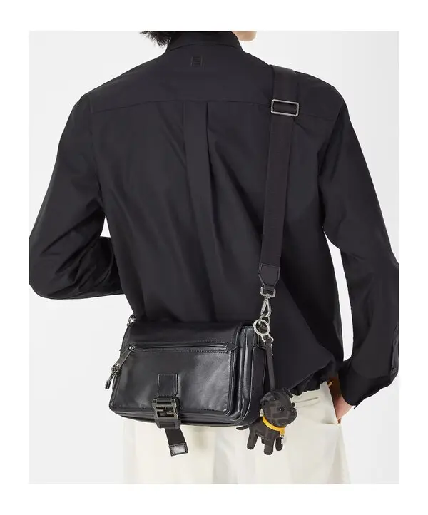 Fendi Flux Buckle Messenger Bag - Black