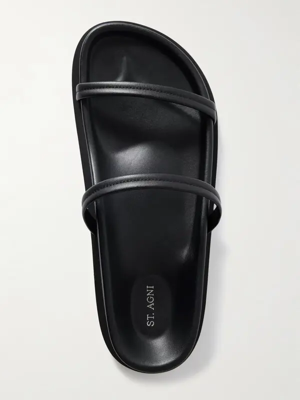 ST. AGNI Strappy Leather Flat Sandals