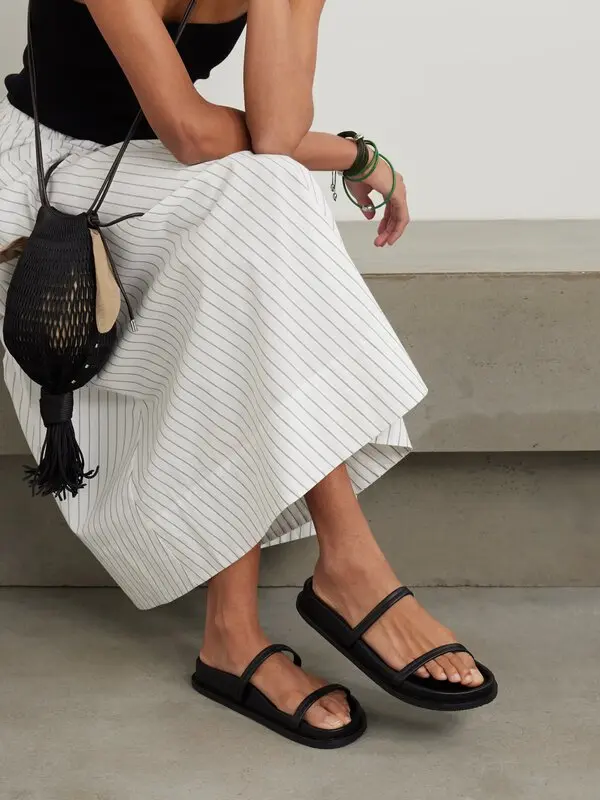 ST. AGNI Strappy Leather Flat Sandals