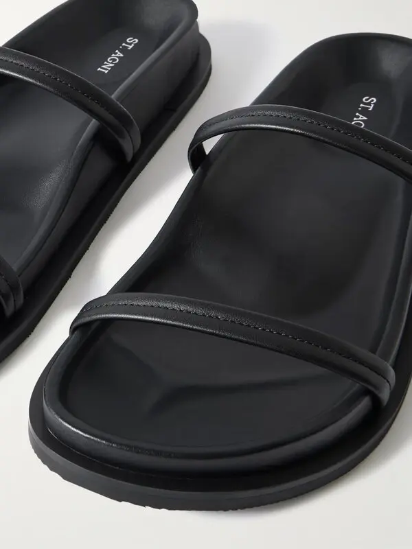 ST. AGNI Strappy Leather Flat Sandals