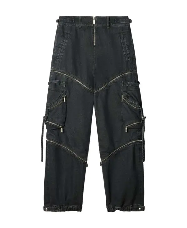 Off-White Zip Detailed Cargo Jeans - Black
